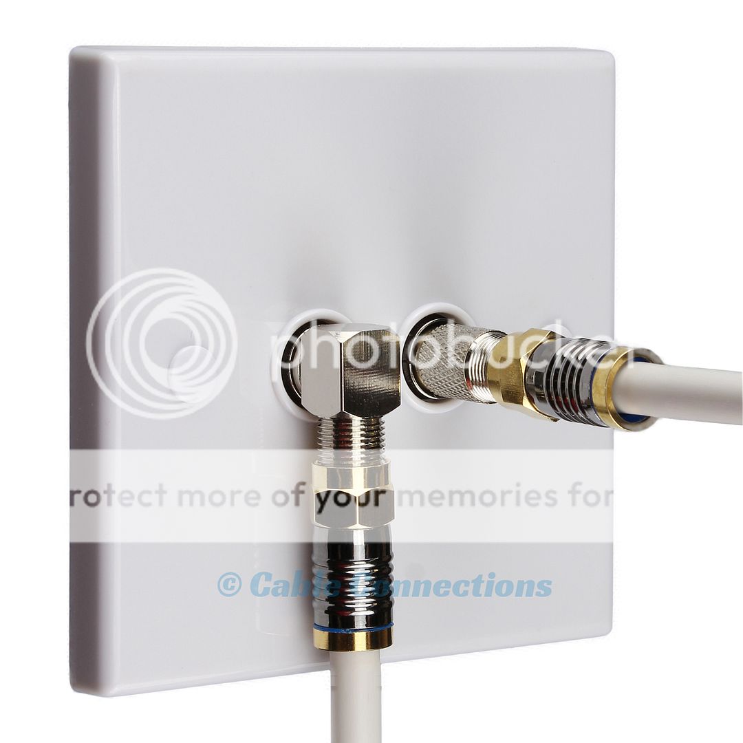 90 DEGREE ANGLED TV PLUG COAX COAXIAL RIGHT ANGLE F-CONNECTOR MALE ...